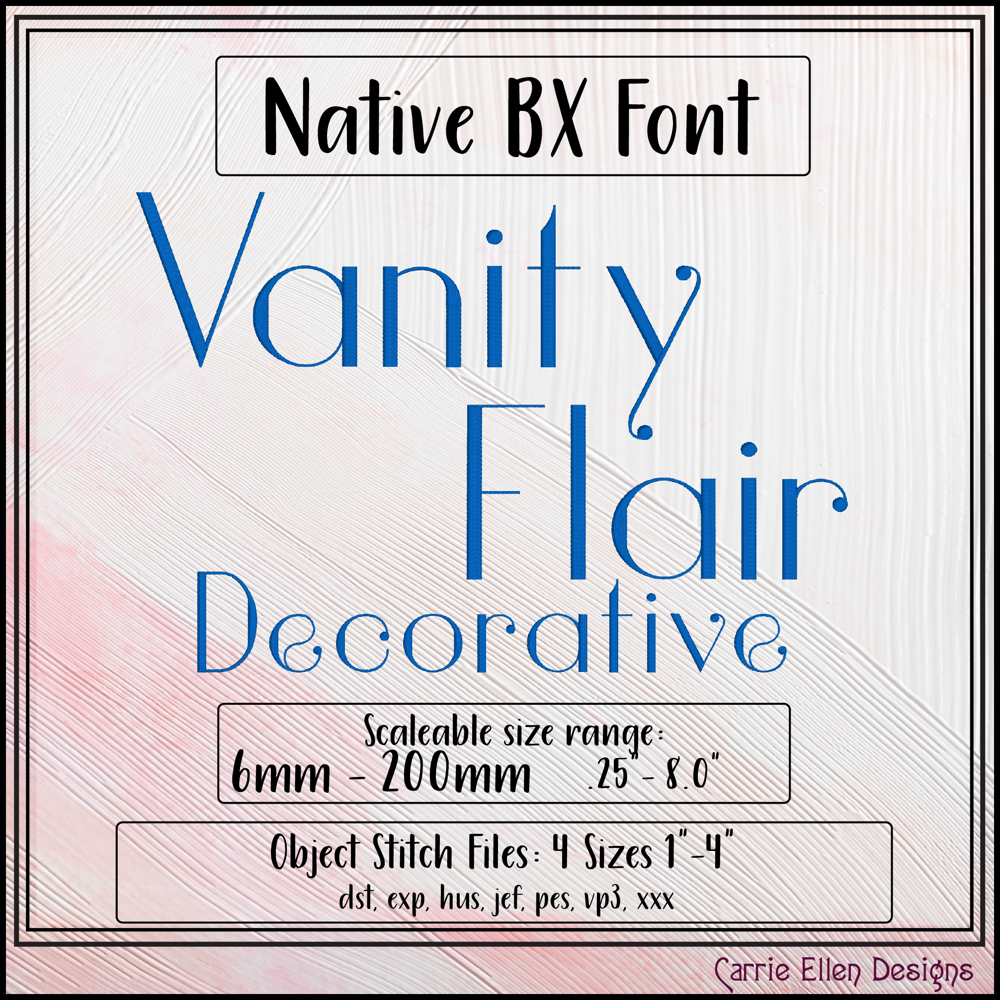 Vanity Flair Decorative BX Font & Lettering Stitch Files |Native ...