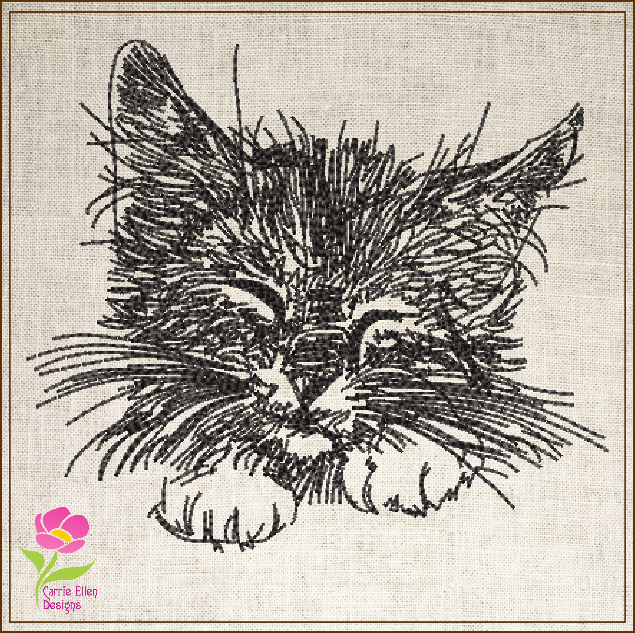 Cat Machine Embroidery Design – Sketch Line Art Pet Embroidery Pattern ...