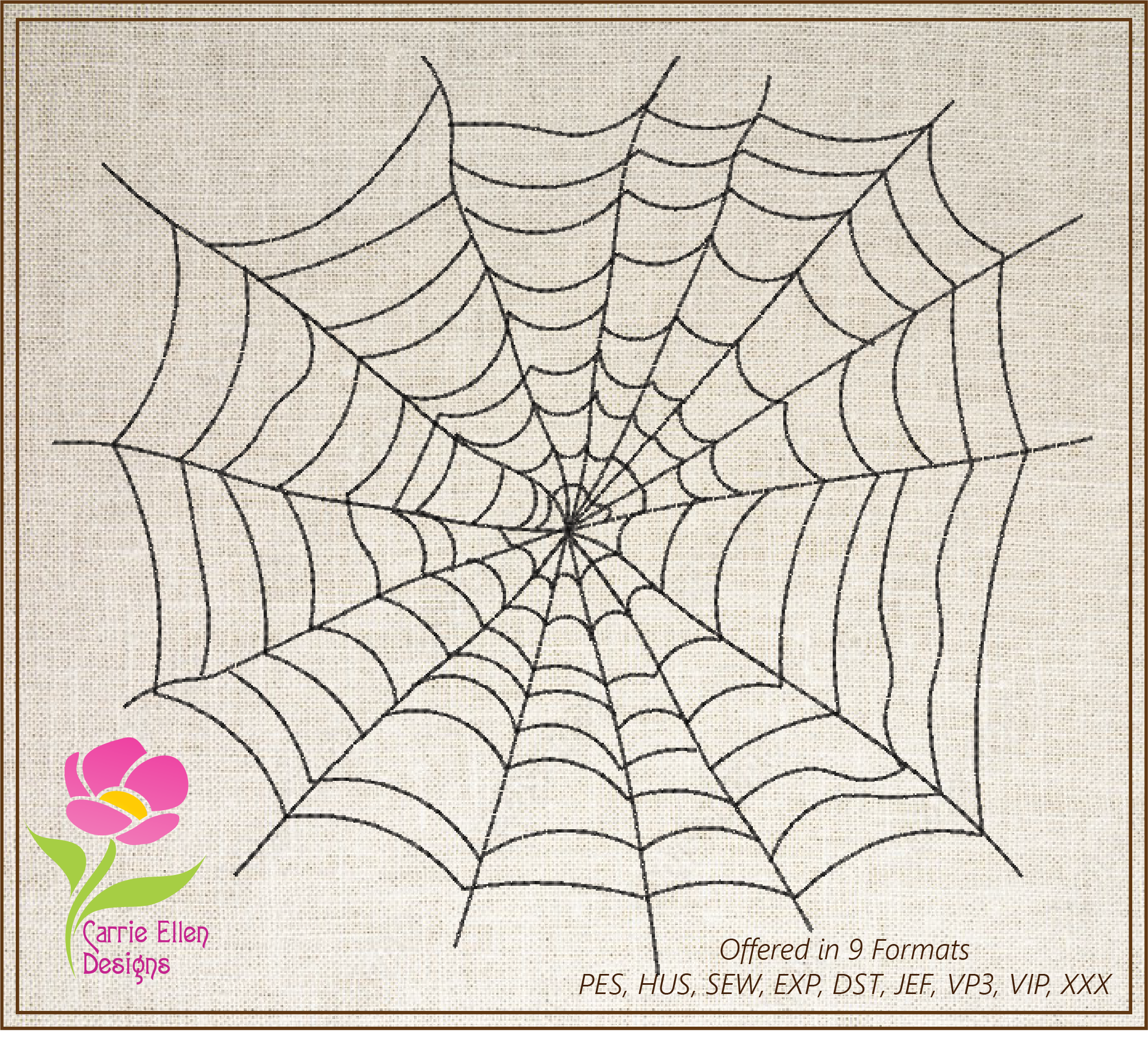 Spider Web Machine Embroidery Design – Line Art Halloween Web Embroide ...
